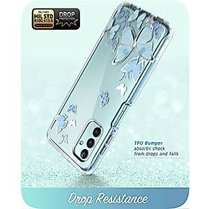 i-Blason Cosmo Case for Samsung Galaxy A13 4G/ 5G, Slim Full-Body Stylish Protective Case with Built-in Screen Protector (Blue Butterfly)