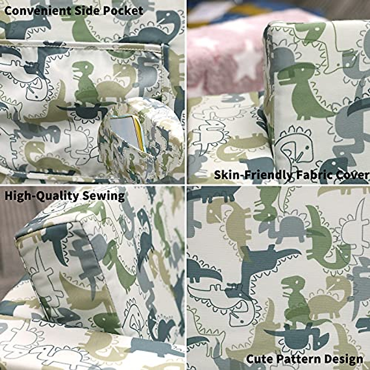 Truwelby Kids Sofa, Children's 2 in 1 Convertible Sofa to Lounger - Extra Soft Flip Open Chair & Sleeper, Cute Dinosaur Print Toddler Chair Kids Couch for Kids Girls Boys