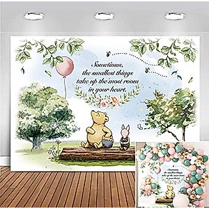 Vintage Bear Backdrop Baby Shower Decorations Honey Bear Air Balloons Photography Background Kids Party Supplies 1st Birthday Party Supplies Cake Table Banner Kids Photo Booth Props 7x5FT
