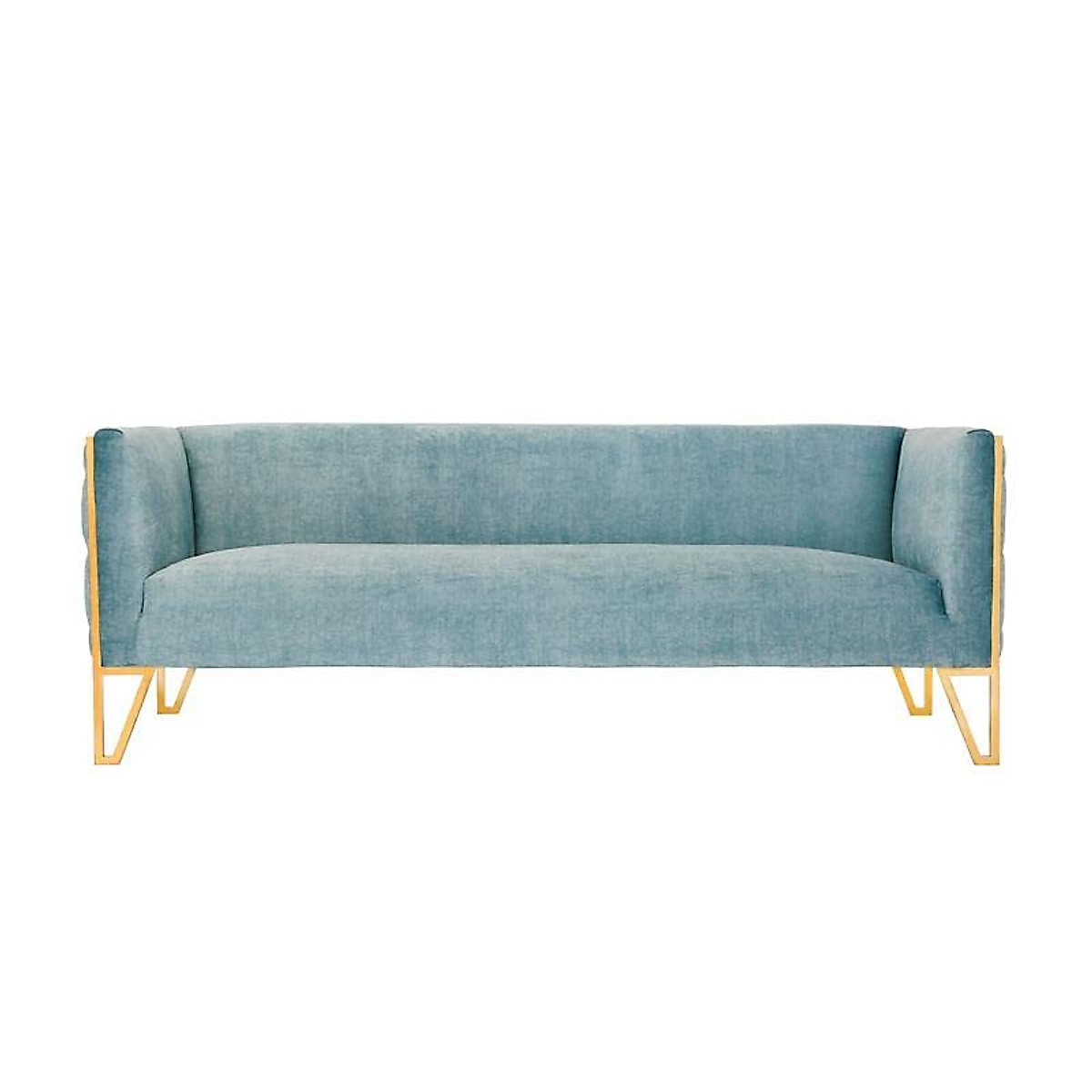 Manhattan Comfort Vector Mid Century Modern Velvet Upholstered Living Room Loveseat, 81.5", Ocean Blue