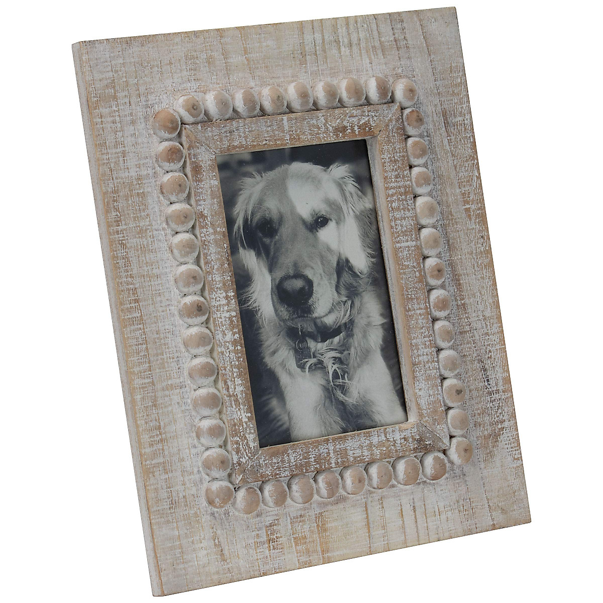 Foreside Home and Garden White Antique 4 x 6 inch Bead Decorative Wood Picture Frame (FFRD09927)