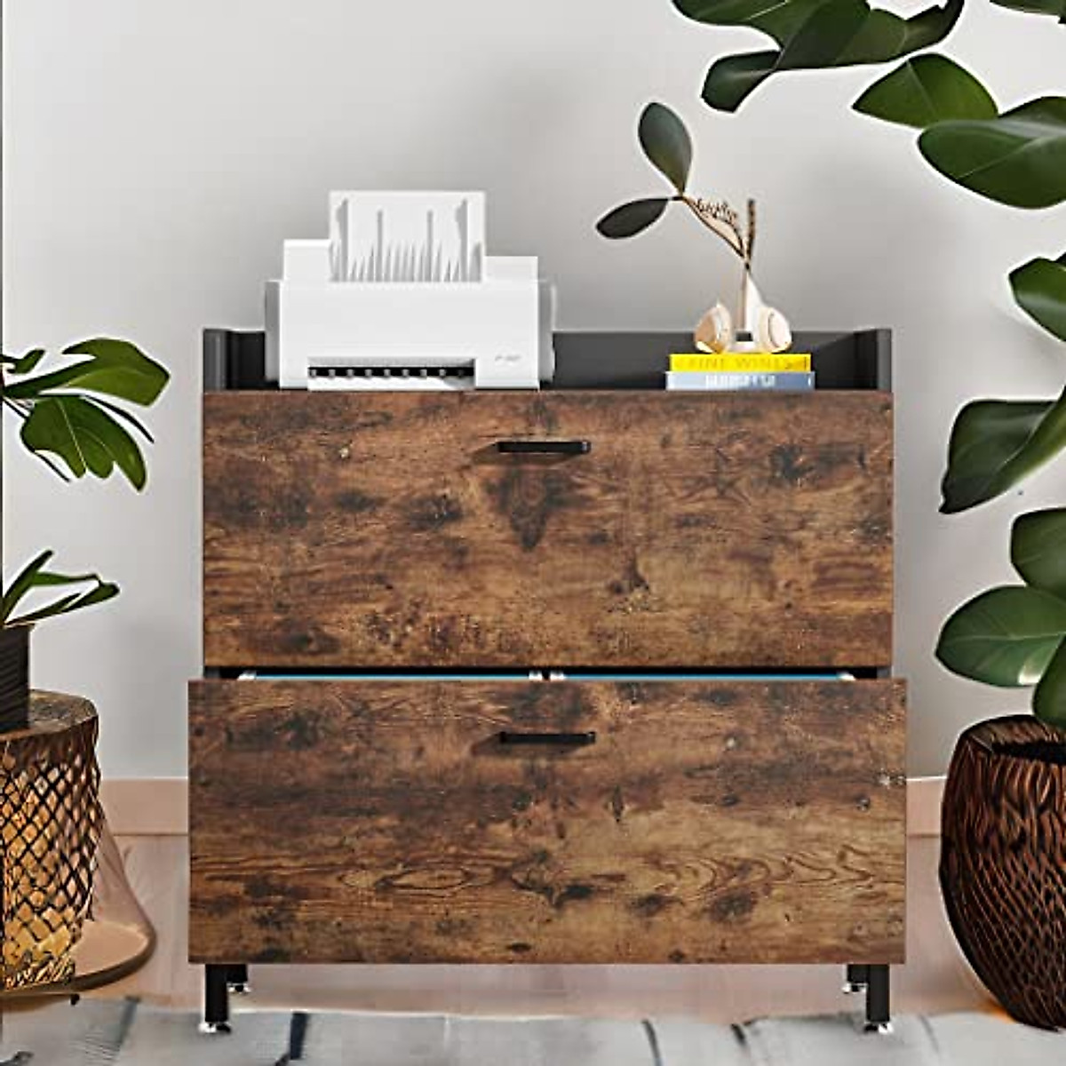 LITTLE TREE Large File Cabinet Lateral Filing Cabinets with 2 Drawers for Home Office, Industrial Wide Tall Filing Organization for Letter/Legal/F4/A4 File Size