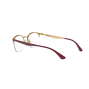 Ray-Ban RX6422 Square Prescription Eyeglass Frames, Matte Bordeaux On Rose Gold/Demo Lens, 49 mm
