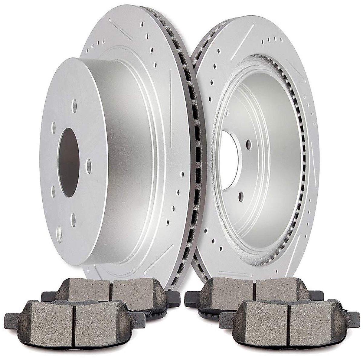 ALEGE Rear 2PCS Discs Brake Rotors 4PCS Ceramic Brake Pads Kits Replacement for 2003-2007 2009-2018 for Murano 4door Sport Utility 3.5L,Fit for 120.42078