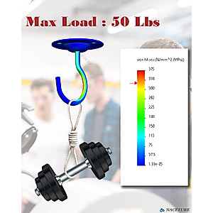 NACETURE Ceiling Hooks for Hanging Plants 3 Pack - Plant Hanger Indoor Hanging Hooks Metal Plant Bracket Iron Lanterns Hangers for Wind Chimes, Planters (Round White 3 Pack) (Black With Chain, 3 Pack)