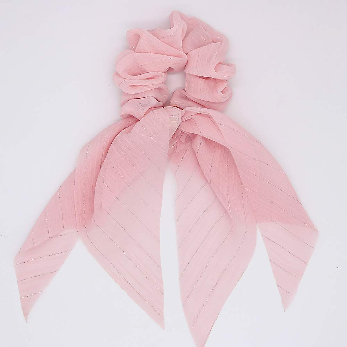 DINPREY Scarf Hair Ties for Women Girls, 8 Pcs Double Layer Bow Scrunchies for Hair Cute Bunny Ear Bow Scrunchies with Assorted Colors