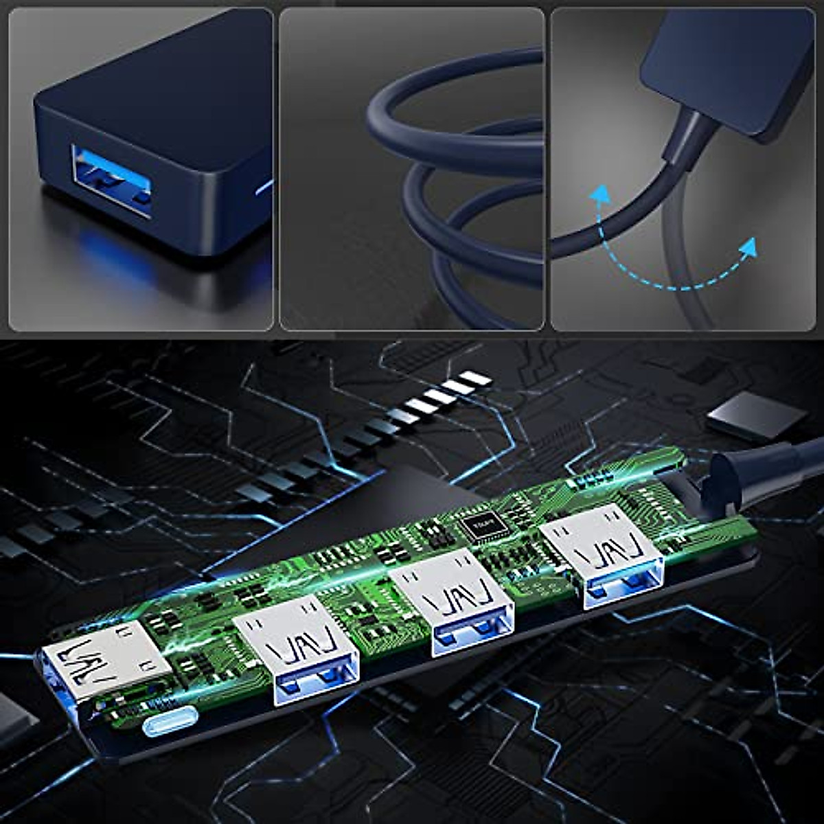 USB 3.0 HUB,TSUPY USB HUB 4 Port USB 3.0 Expander USB Data Hub with 3.3ft Extended Cable, Ultra Slim Portable Multiport USB 3.0 Splitter for MacBook,Laptop,PS4,Surface Pro,Printer,Mobile HDD