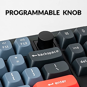Keychron V3 Wired Custom Mechanical Keyboard Knob Version, TKL QMK/VIA Programmable Macro with Hot-swappable Keychron K Pro Red Switch Compatible with Mac Windows Linux (Frosted Black-Translucent)