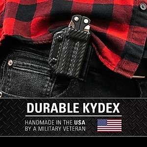 Clip & Carry Kydex Multitool Sheath for the Leatherman CHARGE - Made in USA - EDC Multi Tool Sheath Holder Holster Cover - Carbon Fiber Black