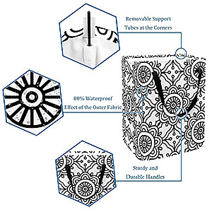 Geometric Black And White Laundry Basket Large Cloth Organizer Bag Basket Foldable Laundry Hamper with Handles