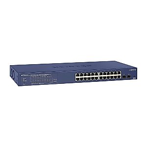 NETGEAR 24-Port Gigabit Ethernet Smart Managed Pro PoE Network Switch (GS724TP) - Hub with 24 x PoE+ @ 190W, 2 x 1G SFP, Desktop/Rackmount, and ProSAFE Protection, Black, Grey
