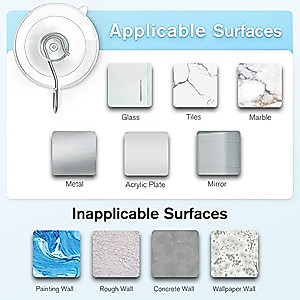 VIS'V Suction Cup Hooks, Upgraded Small Clear Suction Cups with Metal Hooks 1.77 Inches Removable Suction Cups for Window Glass Door Kitchen Bathroom Shower Wall - 12 Pcs