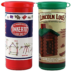 Worlds Smallest Building Toys Set of 2: Tinkertoy and Lincoln Logs