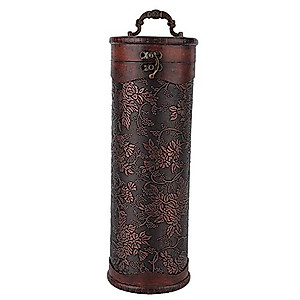 Red Wine Gift Storage Box 34cm Single Bottles Wooden Retro Decorative Carrying Case Round Barrel With Handle for Birthday Party Wedding Anniversary Celebrations