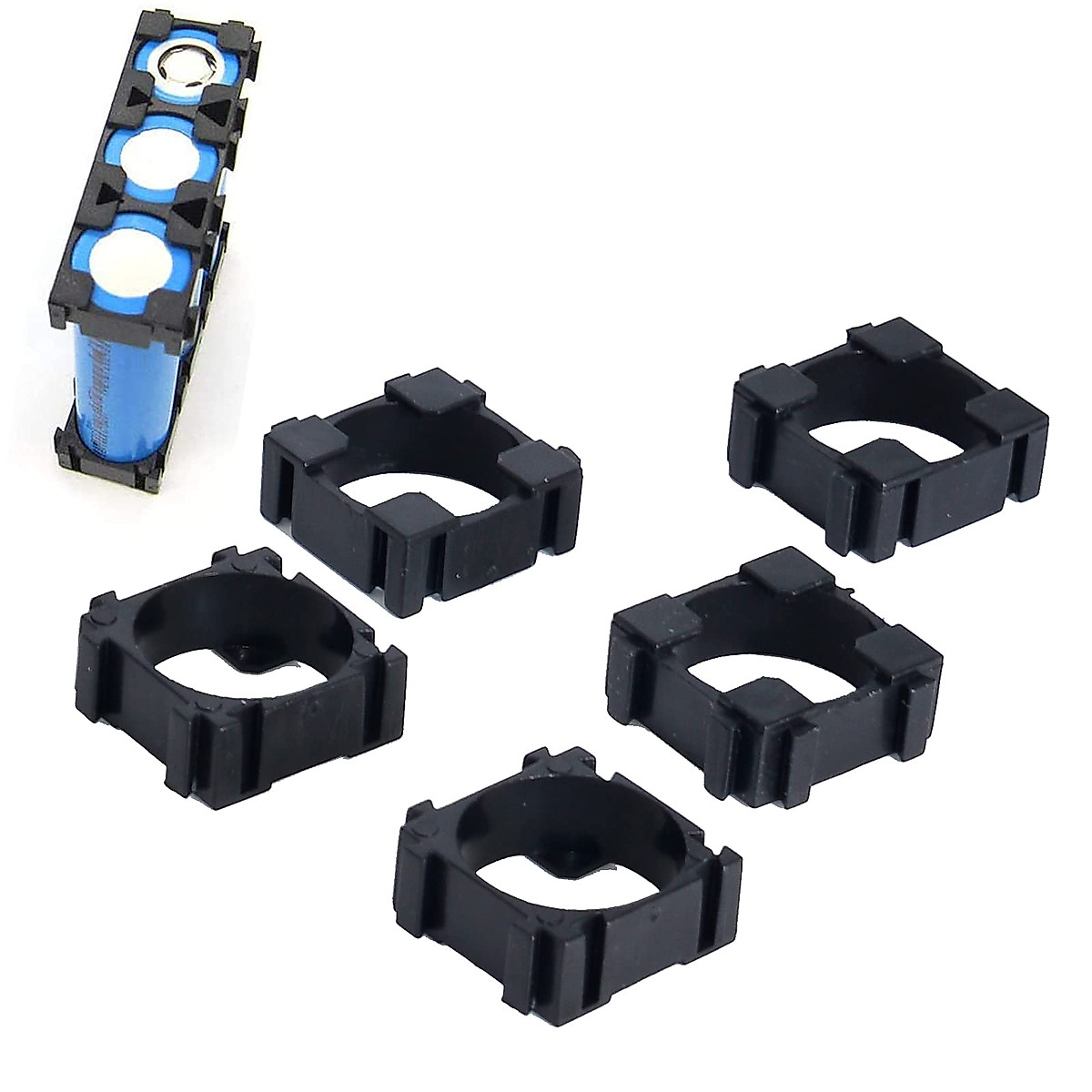 MGGi 100pcs 18650 Lithium Battery Cell Holder, Plastic Li-ion Battery Pack Bracket Safety Spacer Radiating Shell Storage Bracket Cylindrical Cell Battery Stand Cell Spacer for DIY Fixed Battery