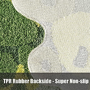 Moss Rug for Living Room Abstract 3D Mountains River Flowers Grass Moss Rug for Bedroom Aesthetic Decor, Indoor Floor Plush Shaggy Bedside Area Rug (Flowers & Grass,32x79in)