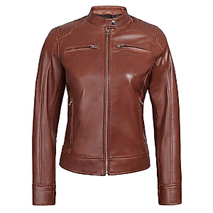 Decrum Womens Brown Leather Jackets Women - Womens Leather Jackets | [1315004] Ddge Cognc, L