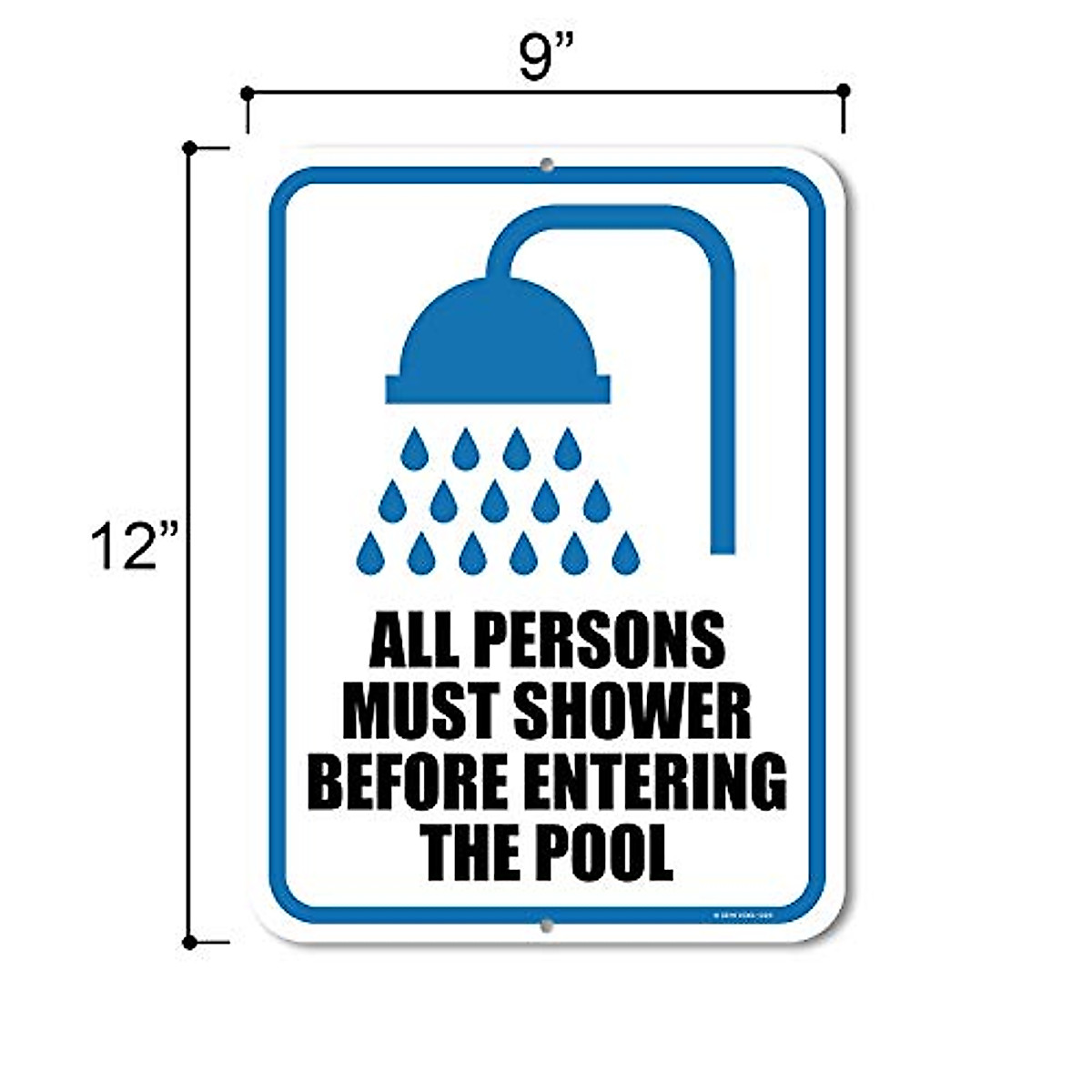 Honey Dew Gifts Pool Rules Sign, All Persons Must Shower Before Entering the Pool 9 inch by 12 inch Metal Pool Signs and Decor Outdoor, Made in USA