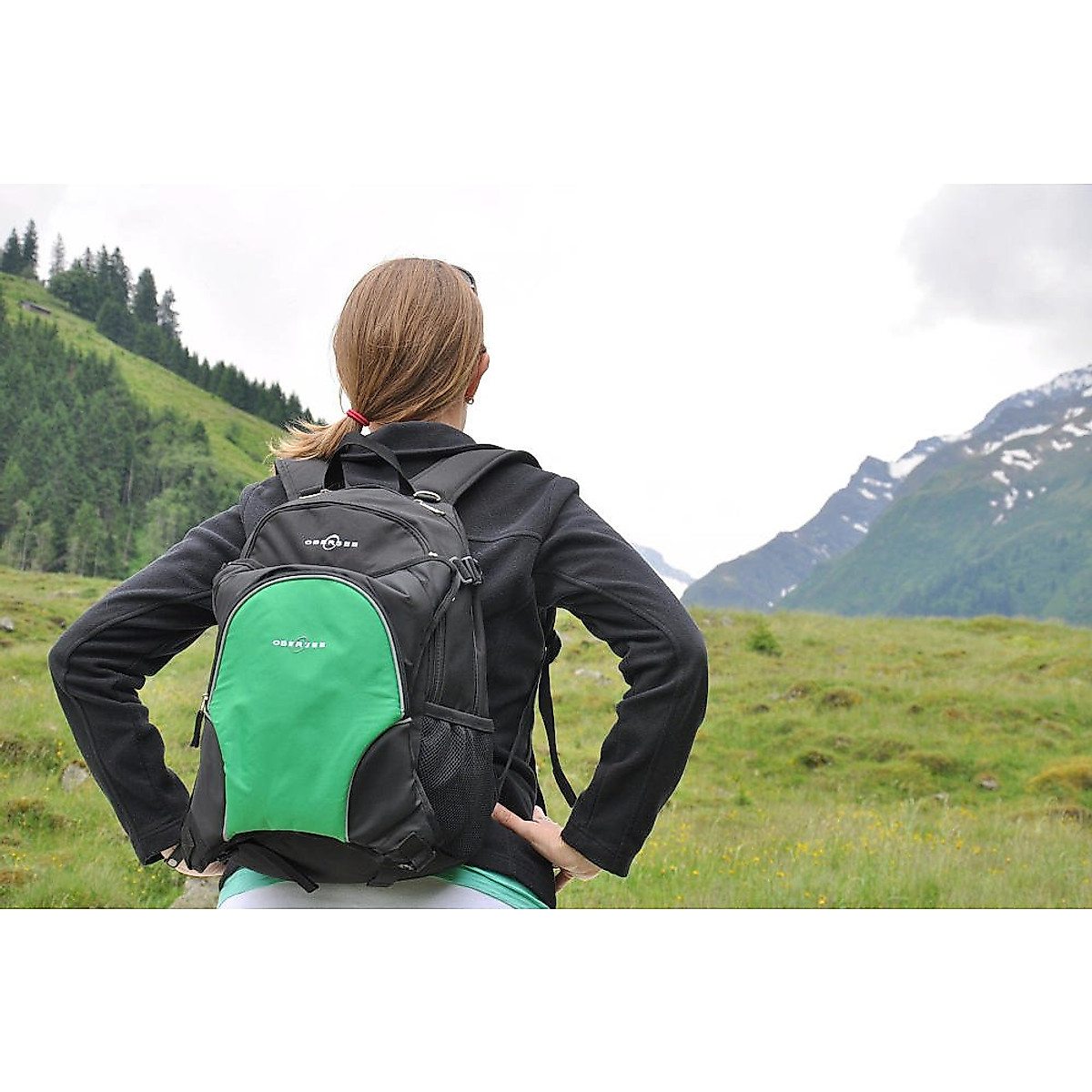 Rio Diaper Backpack with Baby Bottle Cooler and Changing Mat, Shoulder Baby Bag, Food Cooler, Clip to Stroller (Black/Black) - Obersee