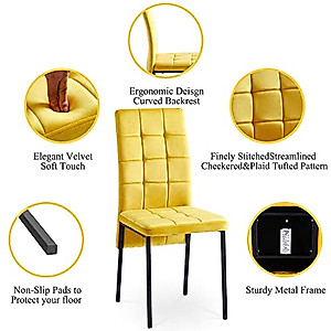 Homedot 5-Pieces Kitchen Table Set for 4,Soft Velvet Dining Chair Armless Modern Upholstered Side Chair with Black Metal Legs for Kitchen,Dining