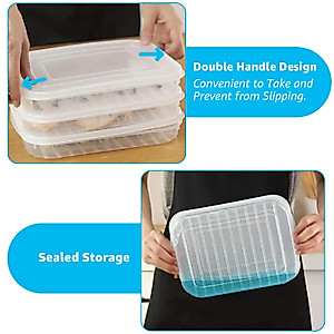 SHUESS 6 Pack Bacon Keeper for Refrigerator, Plastic Deli Meat Saver with Lids Airtight, Cold Cuts Storage Containers for Fridge, Food Shallow Low Christmas Cookie Holder