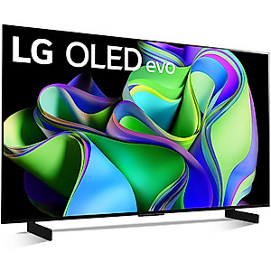 LG OLED55C3PUA OLED evo C3 55 Inch HDR 4K Smart OLED TV 2023 (Renewed) Bundle with Monster TV Full Motion Wall Mount for 32-70 inch with 6 Piece Sound Reactive Lighting Kit