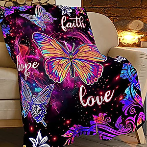 Butterfly Blanket Colorful Butterfly Fleece Throw Blanket Super Soft Cozy Warm Plush Blanket Gifts for Kids Women 40"X50"