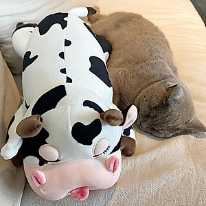 Whlo4U Cow Plush Pillow - 23.6 Inch Cow Stuffed Animal - Birthday Christmas Valentine’s Day Gift for Kids Adults Boys Girls