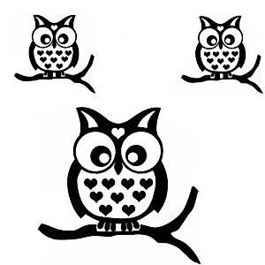 BIBITIME Nursery Decor Vinyl Sticker 3 Branches Owls Wall Decal Birds Family Living Room PVC Decorations Baby Kids Boys Girls Children Bedroom Classroom Art Decals