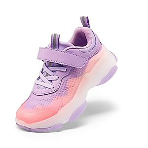 DREAM PAIRS Girls Boys Toddler Slip-on Sneakers Lightweight Breathable Little Kid Walking Shoes Purple/Pink Size 2 Little Kid SDFS2316K