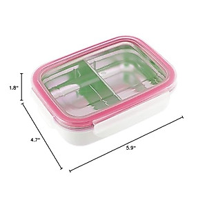 Innobaby Keepin' Fresh Stainless Steel Divided Bento Snack Box with Lid for Kids and Toddlers BPA Free, 5.9" x 4.7" x 1.8" inches.,11 oz. Pink