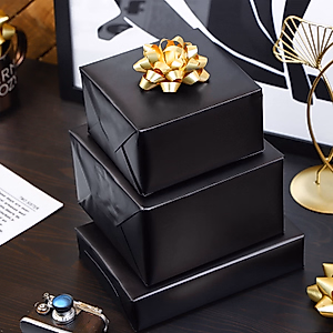 RUSPEPA Black Metallic Wrapping Paper - Solid Color Matte Paper Perfect for Wedding, Birthday, Christmas, Baby Shower - 17.3 Inches X 32.8 Feet