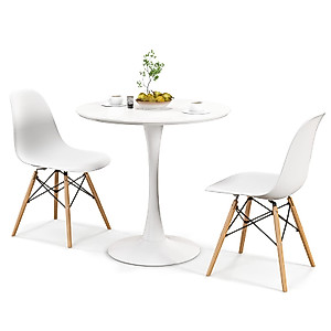 Giantex 3-Piece Dining Table Set for 2 - Kitchen Table Chairs Set with 32” Round Table, Dining Chairs, Dinette Table Set for Small Spaces, Breakfast Nook Table Set, Dining Room Table Set (White)