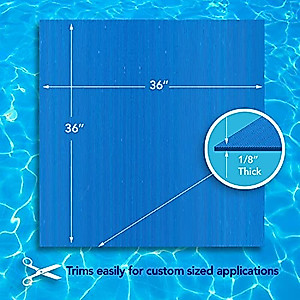 Resilia Stay-Put Swimming Pool Ladder Mat - Non-Slip, Wide Ribbed, Protective Pad, 36 Inches x 36 Inches, 0.125 Inch Thick, Powder Blue