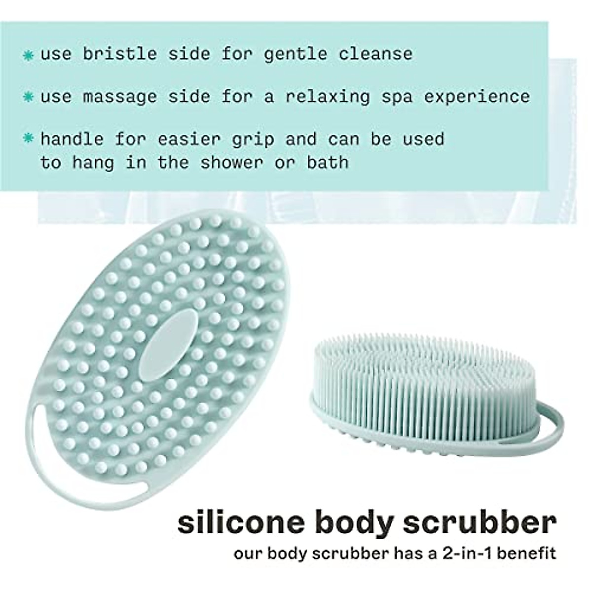 Freeman Premium Exfoliating Silicone Body Scrubber, Easy to Use, Long Lasting, Deep Cleansing On Skin, Better Than Loofahs, Perfect for Men & Women, Hygienic, Cruelty Free & Vegan, 1 Count