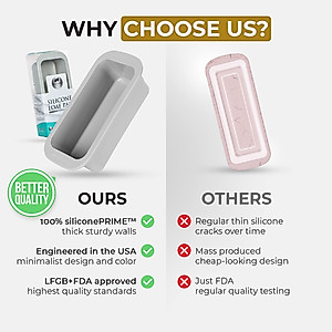 Silicone Loaf Pan (Medium) Non-Stick Oven Dish - Professional Bakeware Baking Mould for Cakes Pies Breads - Microwave Dishwasher Freezer Safe - Quick Release - 9.0" x 3.9" x 2.7" by Cook’n’Chic