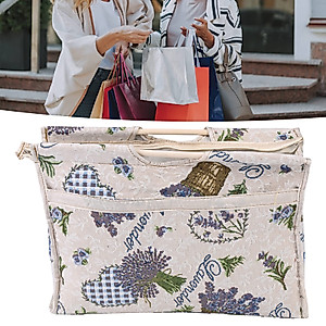 Knitting Needles Storage Bag, Exquisite Wood Handle Fabric Storage Bag Household Yarn Storage Tote Organizer Sewing Accessories for Knitting Needles Sewing Tools Storage Bag (Blue Flower)