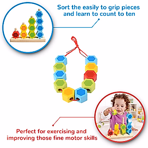 Hape Wooden Counting Stacker Block Set| Number Puzzles Counting Stacking Game for Toddlers 1Y+