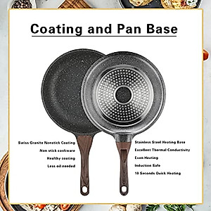 OUWO High-performance 9.5 Inch Nonstick Frying Pan/Egg Pan/Omelet Pan, Swiss Granite Coating, PTFE and PFOA Free, Induction Compatible, with Iconic Designed Box, Ideal gifts for kitchen lovers