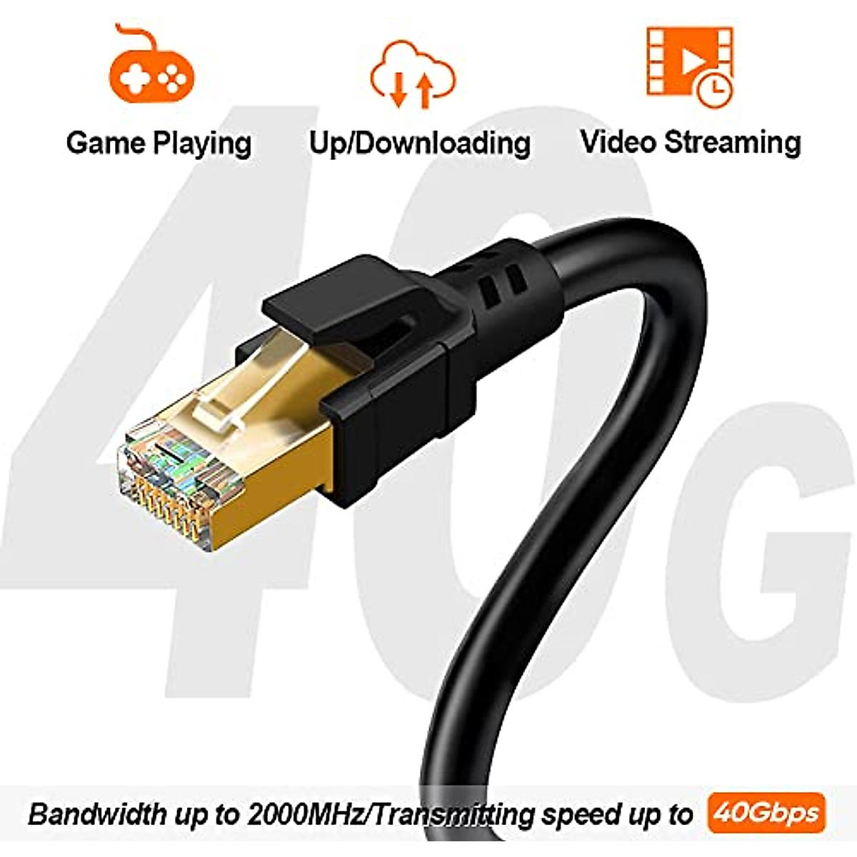 CableCreation Cat8 Ethernet Cable 1.6ft Short, 40Gbps Network Patch Shielded Heavy Duty Cable, 2000MHz SFTP Internet LAN RJ45 High Speed Gaming Cord for PS5 PS4, Xbox, Modem, Router, 0.5M