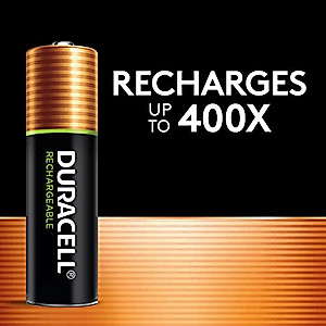 Duracell Rechargeable AA Batteries, 4 Count Pack, Double A Battery for Long-lasting Power, All-Purpose Pre-Charged Battery for Household and Business Devices
