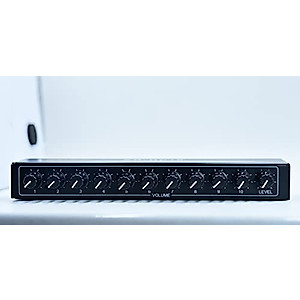 aux Mini Jack TRS 3.5 mm Input 1 in 10 Out Channel Headphone Amplifier Stereo Audio Amp with 12V 1A Power Adapter Distributor Headphone Splitter for Studio and Stage Black