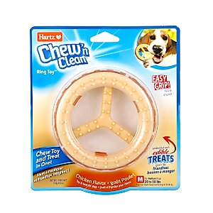 Hartz Chew ‘n Clean Chew Toy and Treat in One Chicken Flavored Ring Dog Toy, Medium