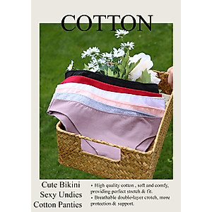 FINETOO 12 Pack Cotton Underwear for Women Cute Low Rise Bikini Panties High Cut Breathable Sexy Hipster Womens Cheeky S-XL