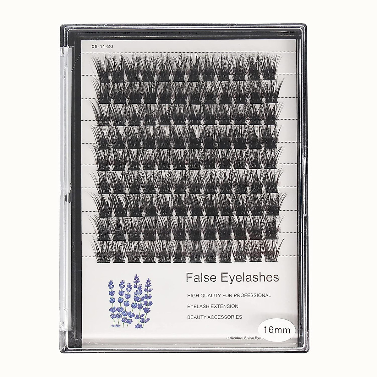 Hannahool Large Tray -D Curl Handmade Thick Base Natural Long Individual False Eyelashes Dramatic Cluster Lashes Makeup Full Volume Eye Lashes Extensions Wide Stem (16mm)