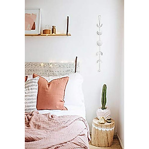 Mkono Moon Phase Wall Hanging Metal Boho Home Decor Vertical Chic Moon Garland Christmas Ornaments for Dorm Nursery Bedroom Living Room Apartment Office, Decorative Wall Art Gift for Girls Mom, Silver