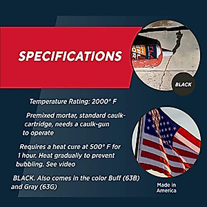 Rutland Products Fireplace Mortar Cartridge, 10.3 Fl Oz, No Size, Black-63