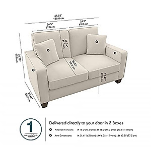 Bush Furniture Stockton Loveseat, 61W, Cream Herringbone