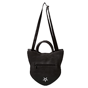 Lost Queen Women's Gothic Nemesis Handbag Black Cat Pentagram Ladies Purse Crossbody Bag