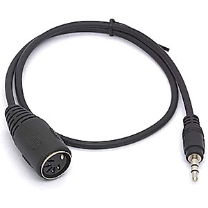 PIIHUSW 3.5mm 5 Pin Din MIDI Cable, 5-Pin DIN Plug Female to 3.5 (1/8in) TRS Stereo Male Jack Converter Cable for MIDI Keyboard IK Multimedia (50 cm)